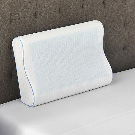 ProSleep Cooling Gel Overlay Memory Foam Pillow  Contour - White