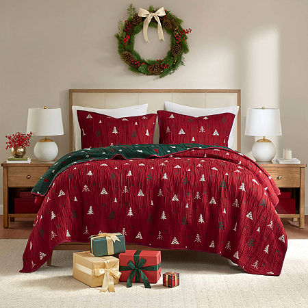 Madison Park Winter Holiday 3-Pc. Coverlet Set  Queen - Red