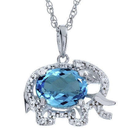 Click here for Simulated Blue Topaz Elephant Sterling Silver Pend... prices