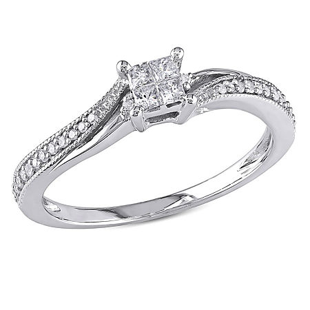 Click here for 1/5 CT.T.W. Natural Princess Diamond 10K Gold Enga... prices