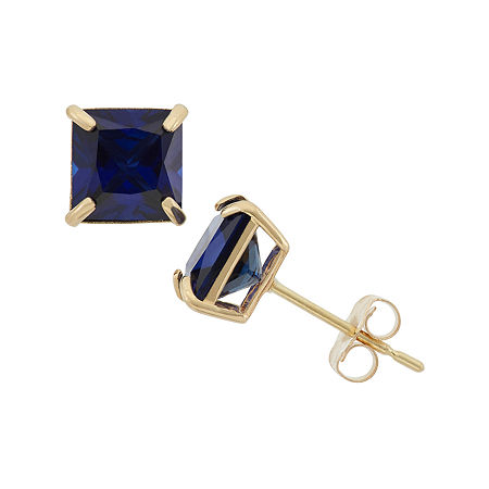Click here for Lab Created Blue Sapphire 10K Gold 6mm Stud Earrin... prices