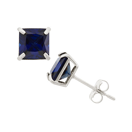 Click here for Lab Created Blue Sapphire 10K White Gold 6mm Stud... prices