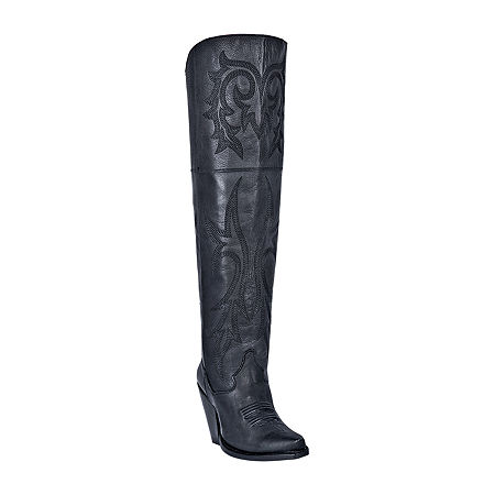 Click here for Dan Post Womens Wide Calf Stacked Heel Over the Kn... prices