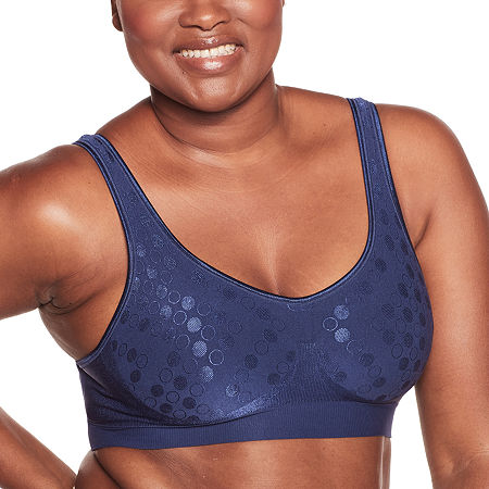 Bali Womens Comfort Revolution ComfortFlex Fit Seamless Shaping Wireless Bra 3488 - In The Navy Dot
