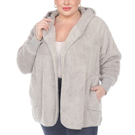 Click here for White Mark Plus Size Plush Hooded Cardigan Jacket... prices