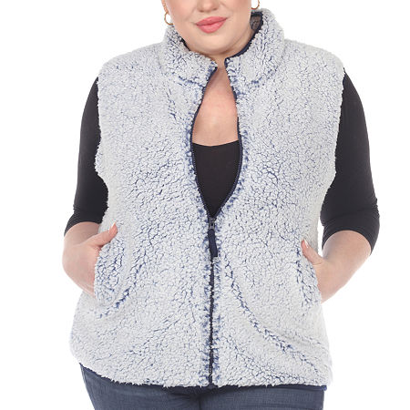 Click here for White Mark Plus Size Womens Zip Up Sherpa Vest Jac... prices