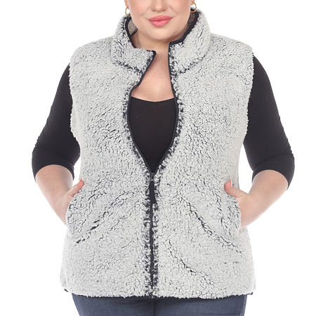 Click here for White Mark Plus Size Womens Zip Up Sherpa Vest Jac... prices