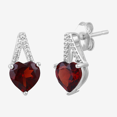 Click here for Genuine Red Garnet Sterling Silver 17.7mm Heart St... prices