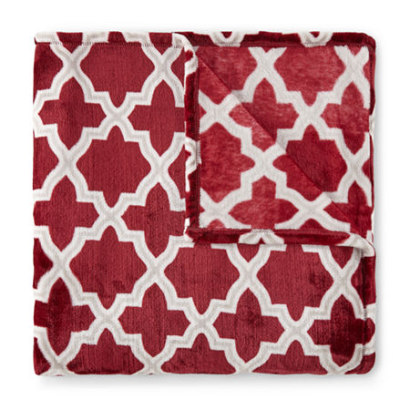 Home Expressions Velvet Plush Blanket  One Size  Red