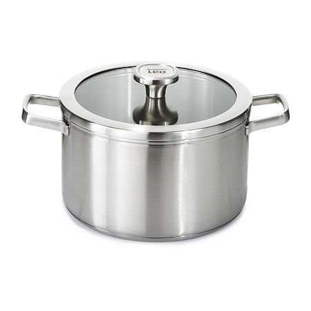 BergHOFF Leo Graphite Recycled 18/10 Stainless Steel 6.3-qt. Stockpot with Glass Lid  One Size  Silver