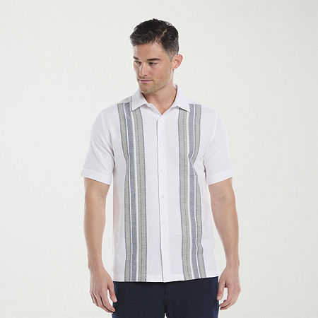 Click here for Cubavera Yarndye Linen Blend Panel Mens Short Slee... prices