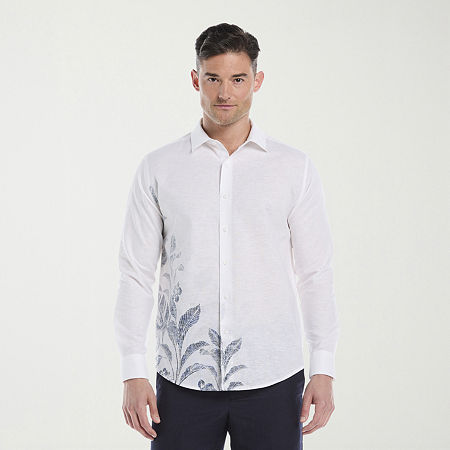 Click here for Cubavera Asymmetrical Placement Print Mens Long Sl... prices