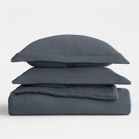 Ienjoy Home Cloud Weave Gauze 3-Pc. Comforter Set  King/ California King - Slate blue