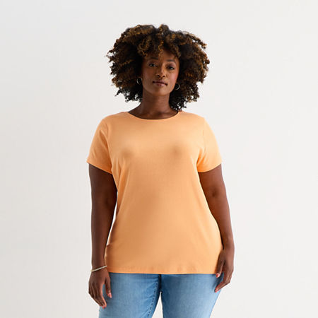Click here for St. Johns Bay Womens Plus Crew Neck Short Sleeve T... prices