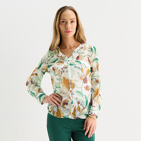 Click here for Liz Claiborne Womens V Neck Long Sleeve Blouse  Pe... prices