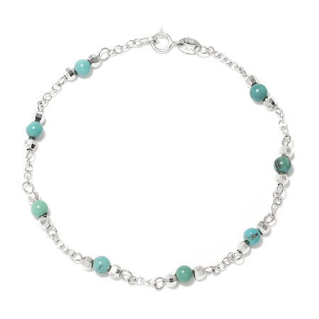 Click here for Womens Enhanced Blue Turquoise Sterling Silver Rou... prices