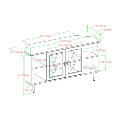 48" Simple Glass Door Corner TV Console - JCPenney