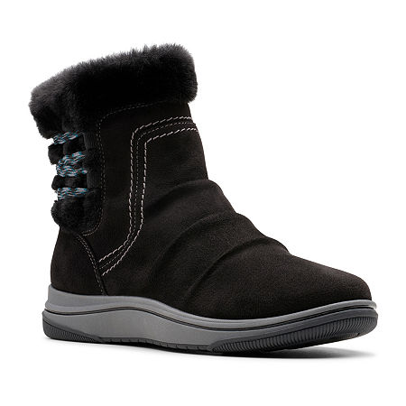 Clarks Womens Cloudsteppers Breeze Cozy Boots - Black Textile