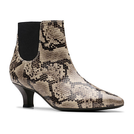 Clarks Womens Collection Kepley Erin Boots - Gray Snake Synthetic