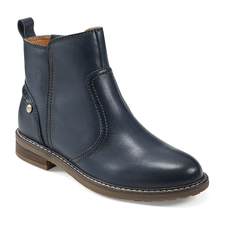 Easy Spirit Womens Eflex Juna Block Heel Casual Booties - Navy Leather