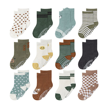 The Peanutshell Baby Boys 12pk Cotton Socks  Neutral