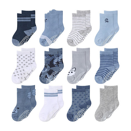 The Peanutshell Baby Boys 12pk Cotton Socks  Blue/Grey