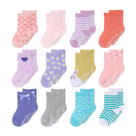 The Peanutshell Baby Girls 12pk Cotton Socks  Pastel/Multi