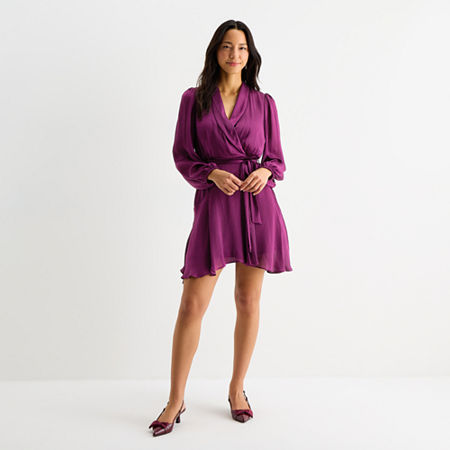 Click here for Melonie T Womens Long Sleeve Wrap Dress  6 Petite... prices