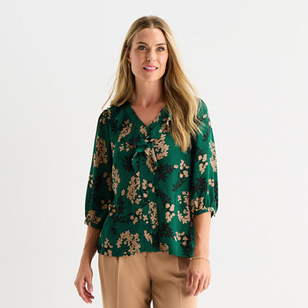 Click here for Liz Claiborne Womens V Neck 3/4 Sleeve Blouse  Sma... prices