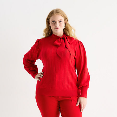 Click here for Liz Claiborne Plus Womens Split Tie Neck Long Slee... prices