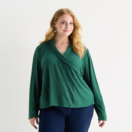 Click here for Liz Claiborne Womens Plus V Neck Long Sleeve Blous... prices