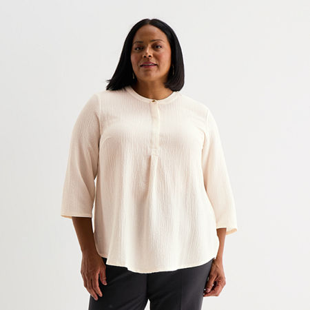 Click here for Liz Claiborne Womens Plus Crew Neck 3/4 Sleeve Blo... prices