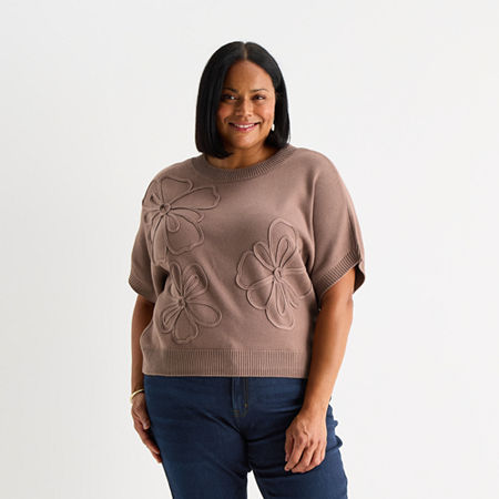 Click here for Liz Claiborne Plus Womens Crew Neck Elbow Sleeve P... prices