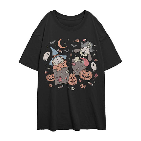 Click here for Garfield And Odie Halloween Womens Juniors Crew Ne... prices