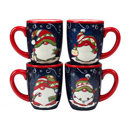 Holiday Magic Gnomes 4 Piece Mug Set - Blue  Red