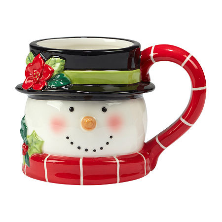 Holiday Magic Snowman 4 Piece 3D Mug Set - Red  Green  White