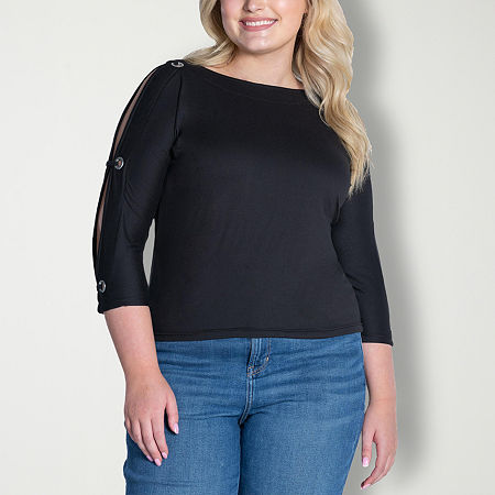 Click here for 24seven Comfort Apparel Womens Plus Boat Neck 3/4... prices