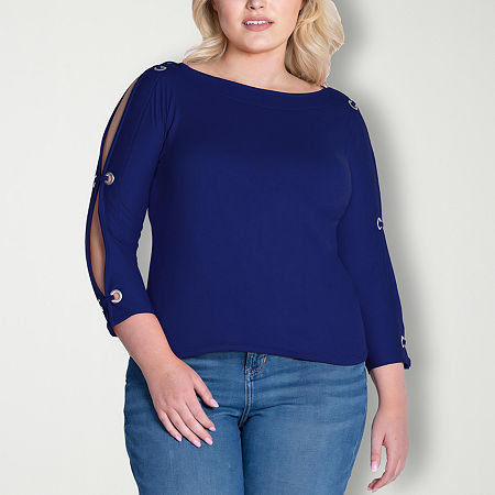 Click here for 24seven Comfort Apparel Womens Plus Boat Neck 3/4... prices