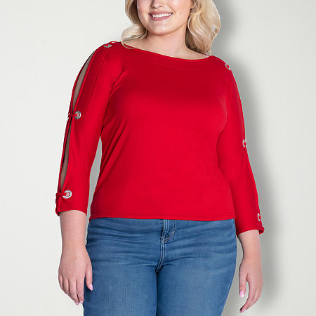 Click here for 24seven Comfort Apparel Womens Plus Boat Neck 3/4... prices
