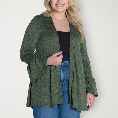 Click here for 24seven Comfort Apparel Plus Size Bell Sleeve Open... prices