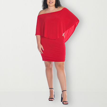 24seven Comfort Apparel Plus Size Bodycon Mini Dress - Red