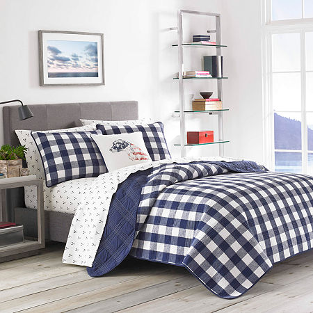 Eddie Bauer Lakehouse Plaid 3-Pc. Quilt Set  Full/Queen - Blue