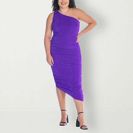 Click here for Plus Size 24/7 Comfort Apparel One Shoulder Ruched... prices