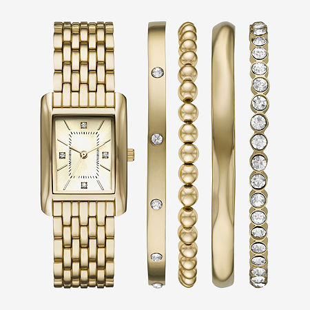 Click here for Womens Crystal Accent Gold Tone 5-pc. Watch Boxed... prices