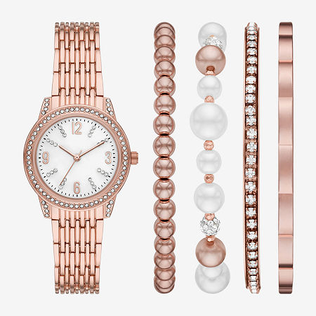 Click here for Womens Crystal Accent Rose Goldtone 5-pc. Watch Bo... prices