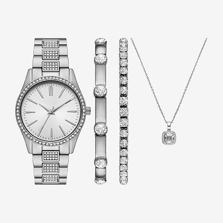 Click here for Womens Crystal Accent Silver Tone 4-pc. Watch Boxe... prices
