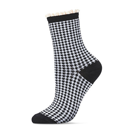Click here for MeMoi Houndstooth Lace Cuff Womens 1 Pair Crew Soc... prices