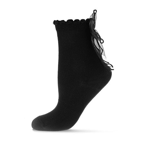Click here for MeMoi Ribbon Womens 1 Pair Crew Socks  9-11  Black prices