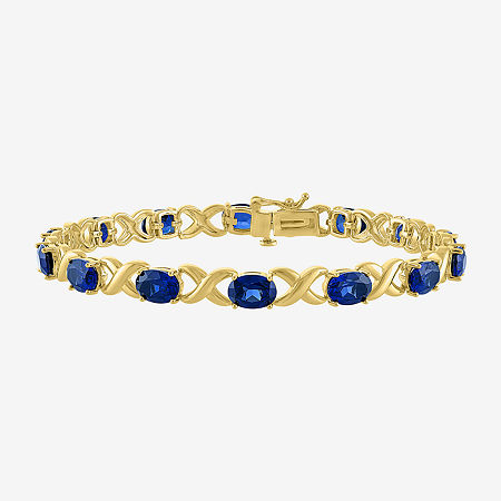 Click here for Womens Lab Created Blue Sapphire 14K Gold Over Sil... prices