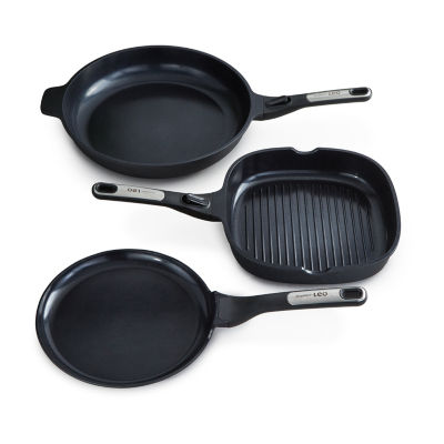 BergHOFF Leo Phantom Ceramic Non-Stick 3-pc. Cookware Set, Color: Black ...